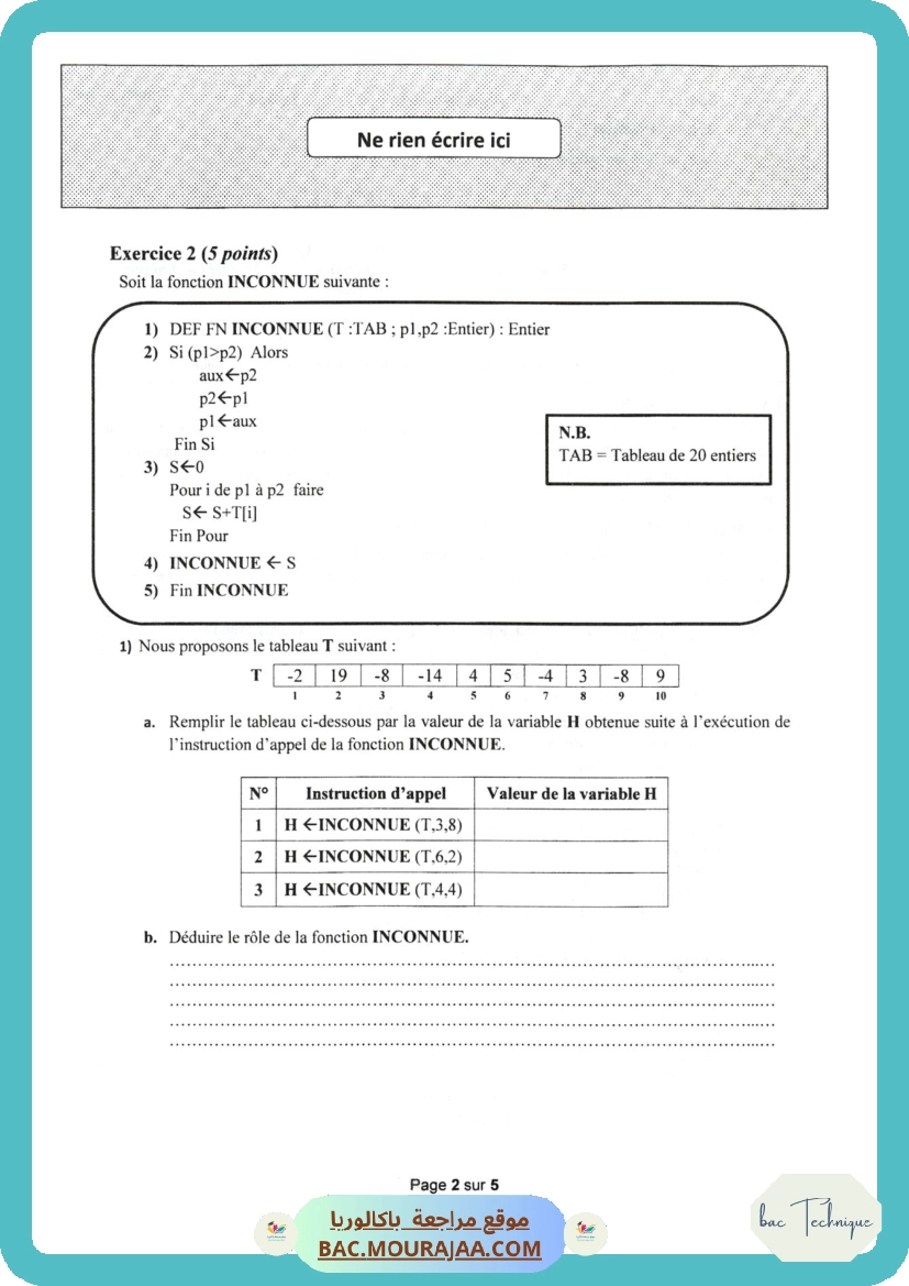 telecharger Sujet_principale_info_Bac_2020_Section_technique