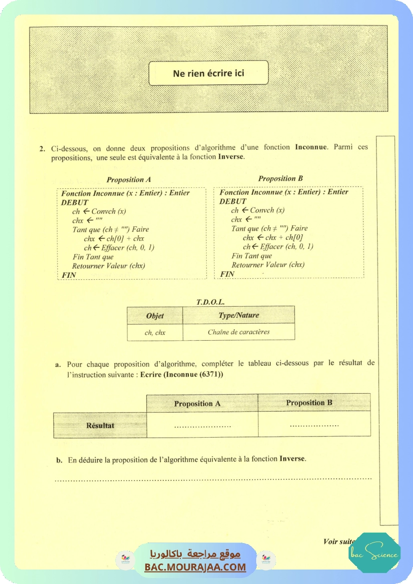 telecharger Sujet_principale_info_Bac_2024_Section_science