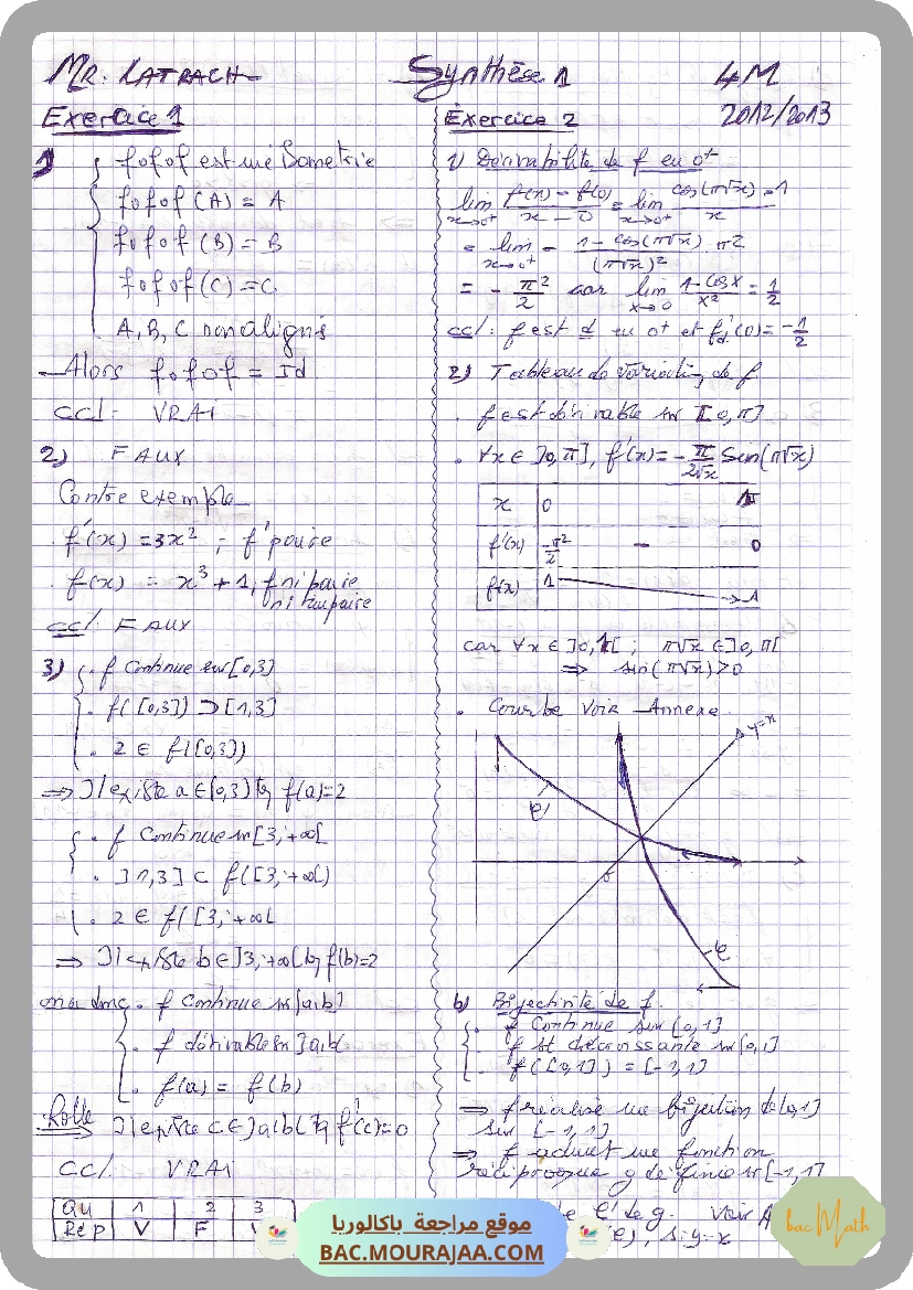 موقع مراجعة باكالوريا lyce_sfax_devoir_synthese_1_math_bac_math_2021